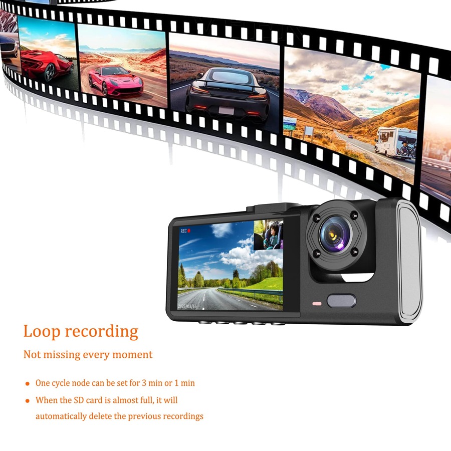 1pc,Dash Cam Front And Inside,2 Channels Dash Camera For Cars, 1080P ...