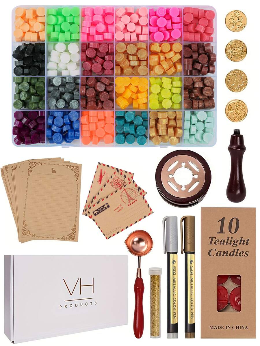 24 Random Color Wax Bead Box Sealing Wax Tools Set for Creative Wax ...
