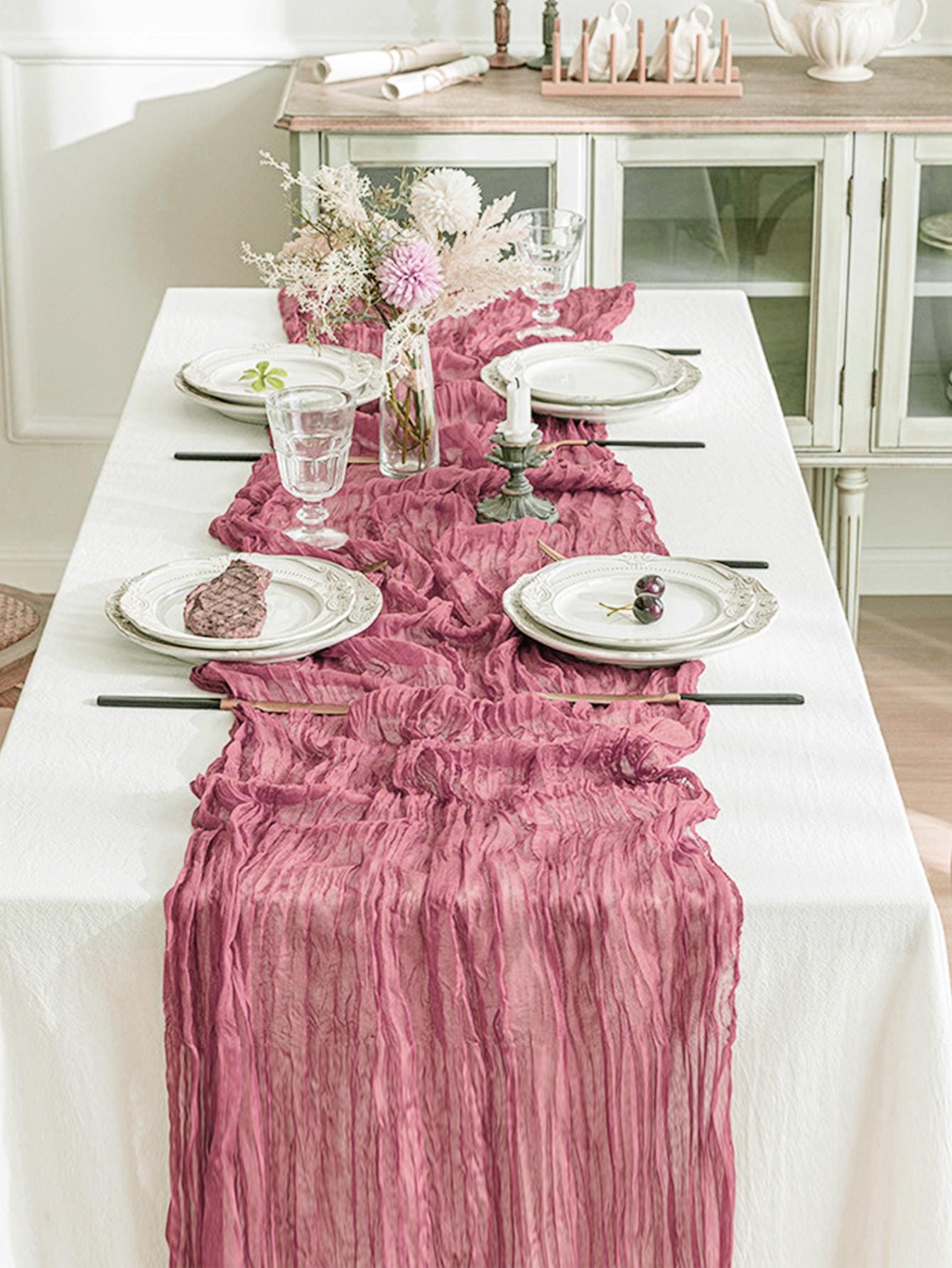 1pc Table Runner - 90*180cm/90*300cm Table Decoration For Wedding ...
