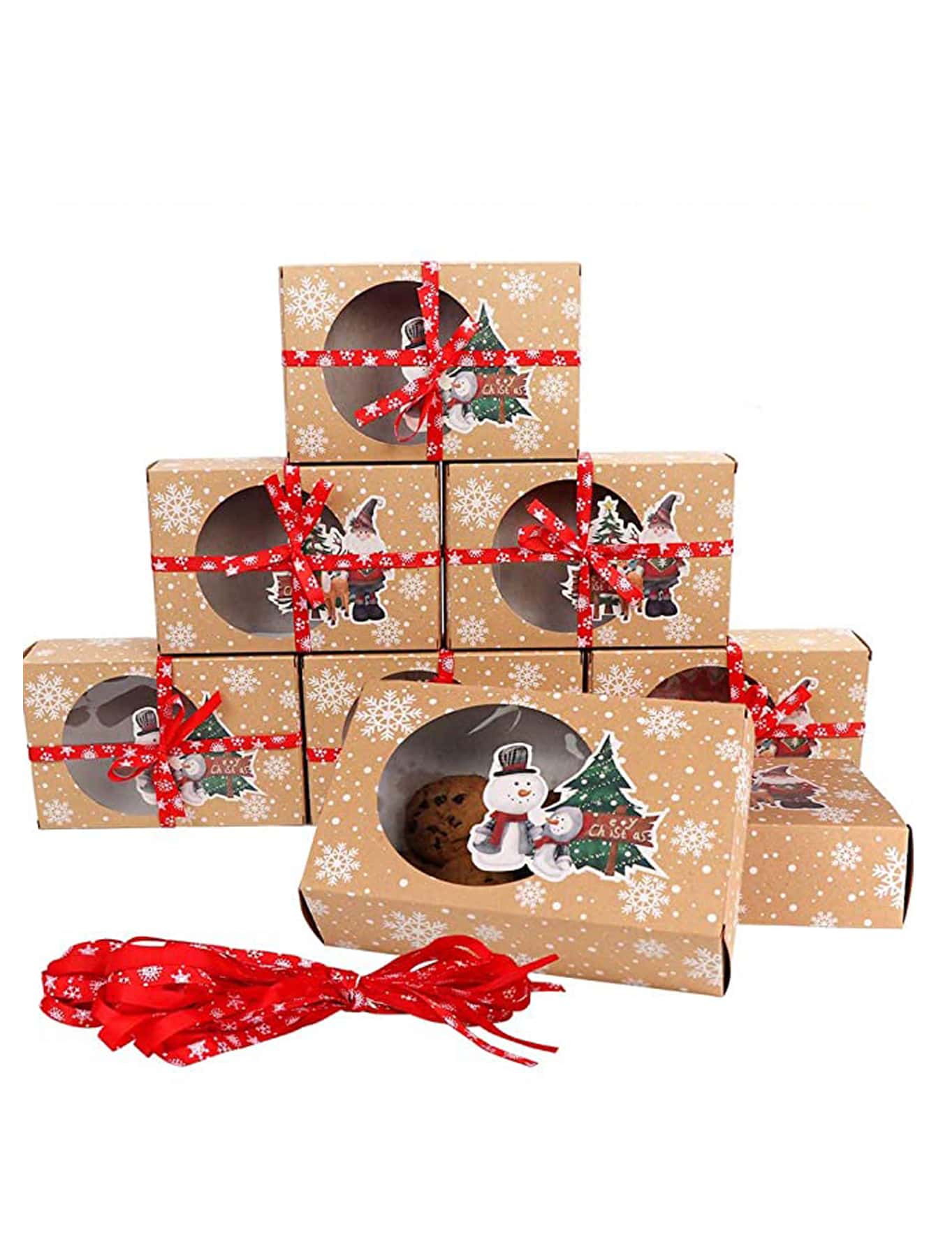 Christmas Small Gift Box Cake & Biscuit Foldable Packaging Box, 4pcs ...