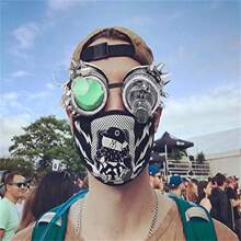 Spiked Steampunk Goggles With Colored Lenses & Ocular Loupe For Rave ...
