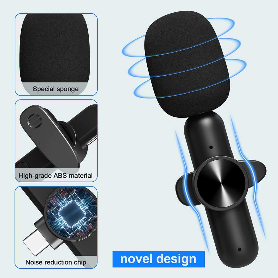 Wireless Clip-On Omnidirectional Microphone Plug-And-Play Microphone ...