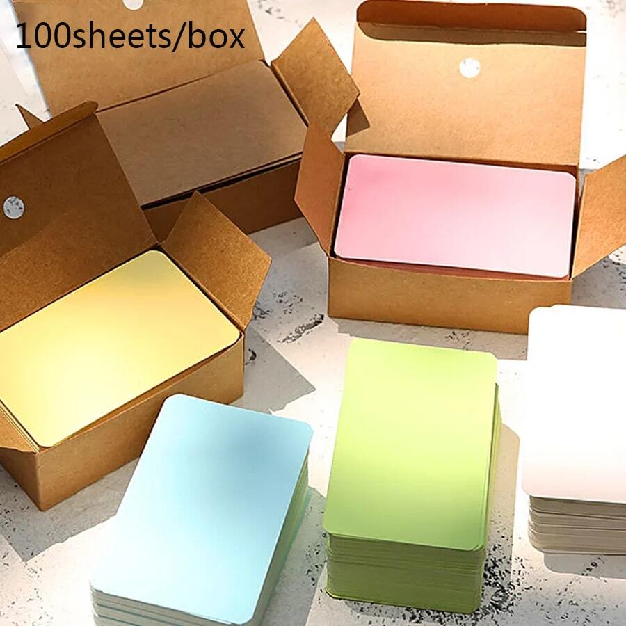100sheets/Box Kraft Paper Card Blank Business Card Message Thank ...