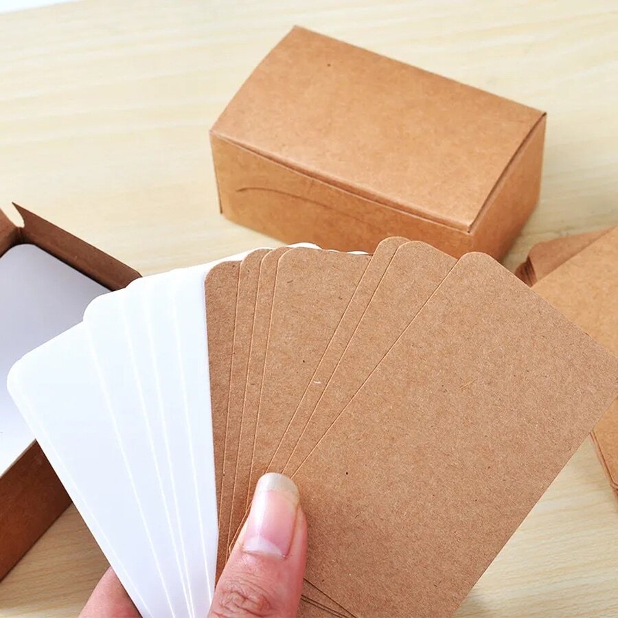 100sheets/Box Kraft Paper Card Blank Business Card Message Thank ...
