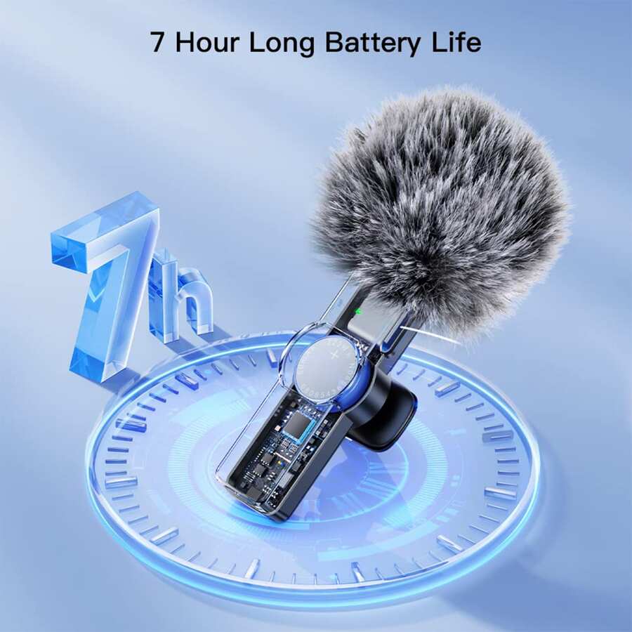 Portable mini microphone plug and play with windshield to eliminate noise wireless lavalier ...