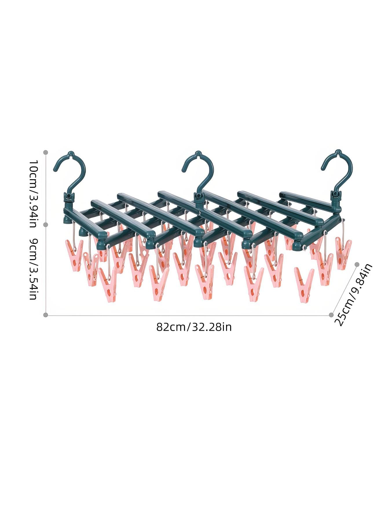 Collapsible Clothes Drying Rack With 29 Clips, Rotatable, For Drying ...