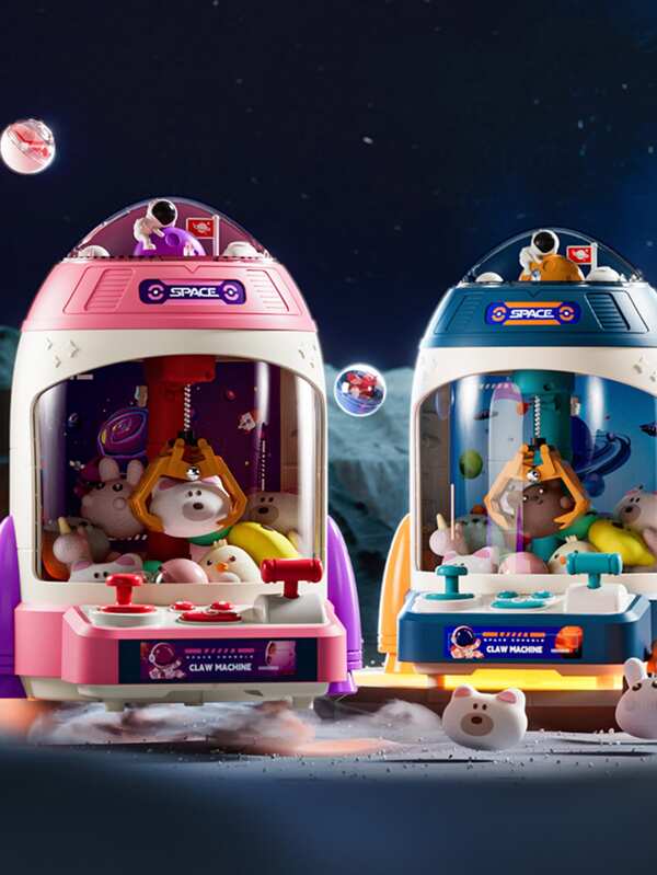 Rocket Claw Machine (10 Plush Toys/10 Capsules, Dual Power Mode, Light ...