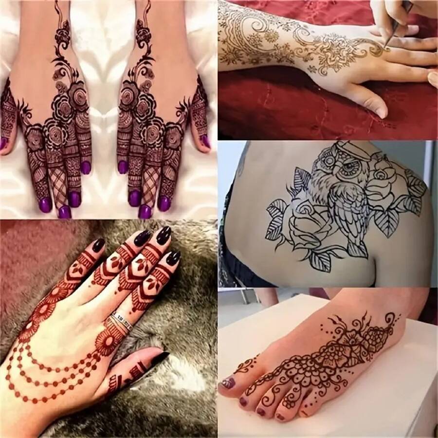 1/3pcs Henna Paste, Brown/Black/Red, Temporary Henna Tattoo, Semi ...