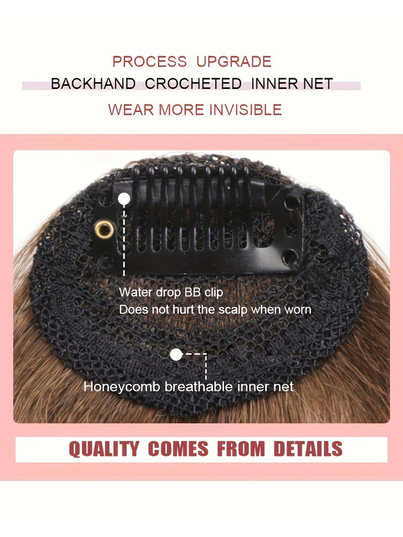 1 piece 10-inch long bangs with fringe on both sides, left center ...