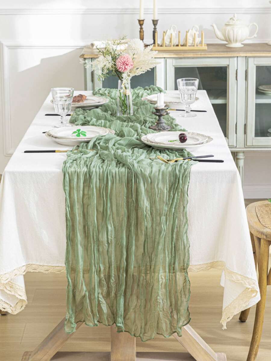 1pc Table Runner - 90*180cm / 90*300cm Table Decoration For Wedding ...