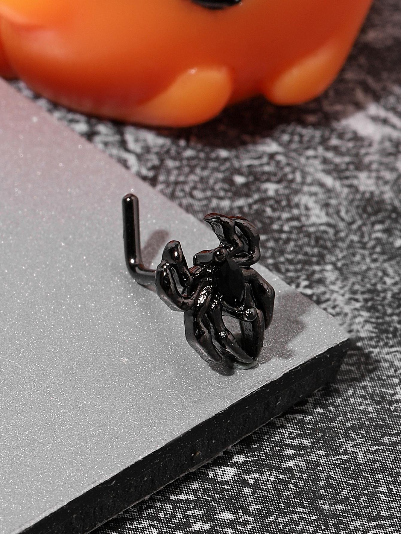 Black Cubic Zirconia Spider Nose Stud | SHEIN USA
