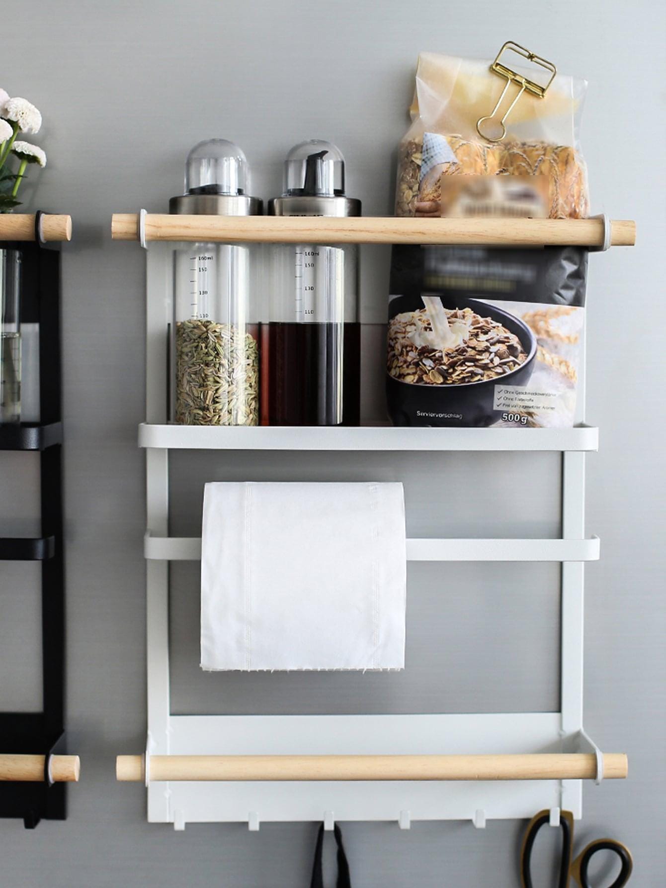 Fridge Side Shelf Rack, Wall Mounted Storage Rack, Multi-functional ...