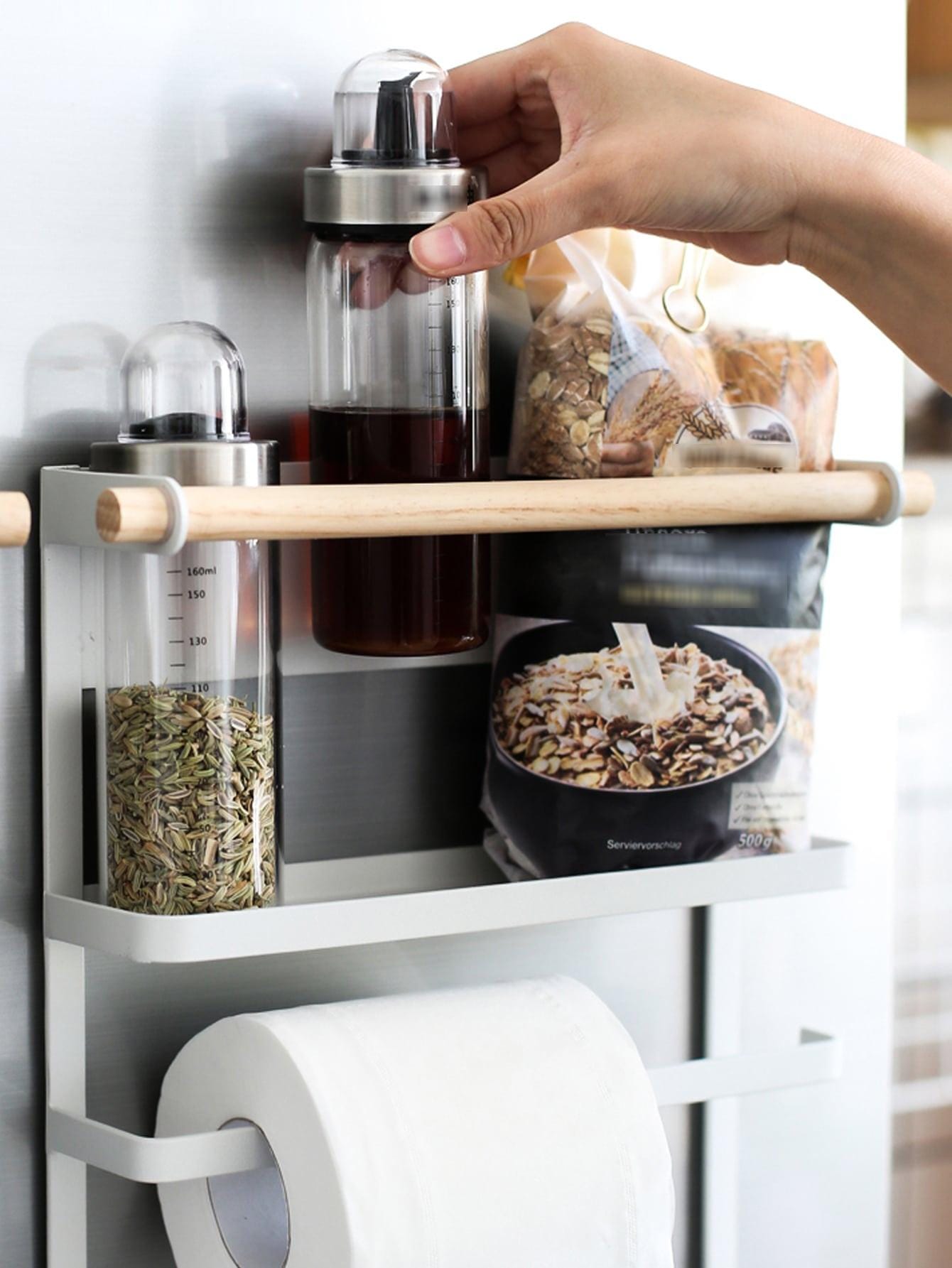 Fridge Side Shelf Rack, Wall Mounted Storage Rack, Multi-functional ...