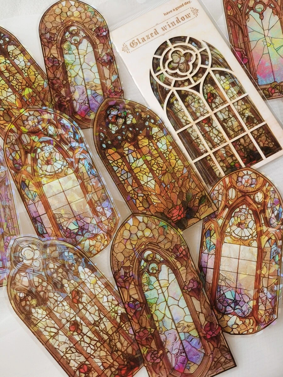 1pack/10pcs/set Vintage European-style Laser Gold Foil Pet Stickers For ...