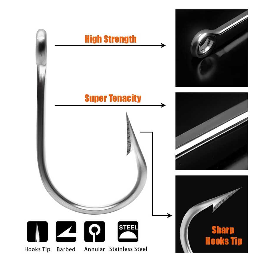 10 Pieces Of 7691 Stainless Steel Fish Hook, Dedicated To Sea Fishing ...