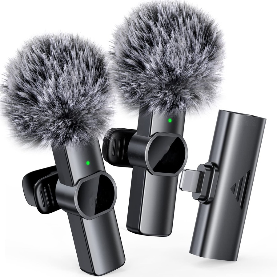 Portable mini microphone plug and play with windshield to eliminate noise wireless lavalier ...