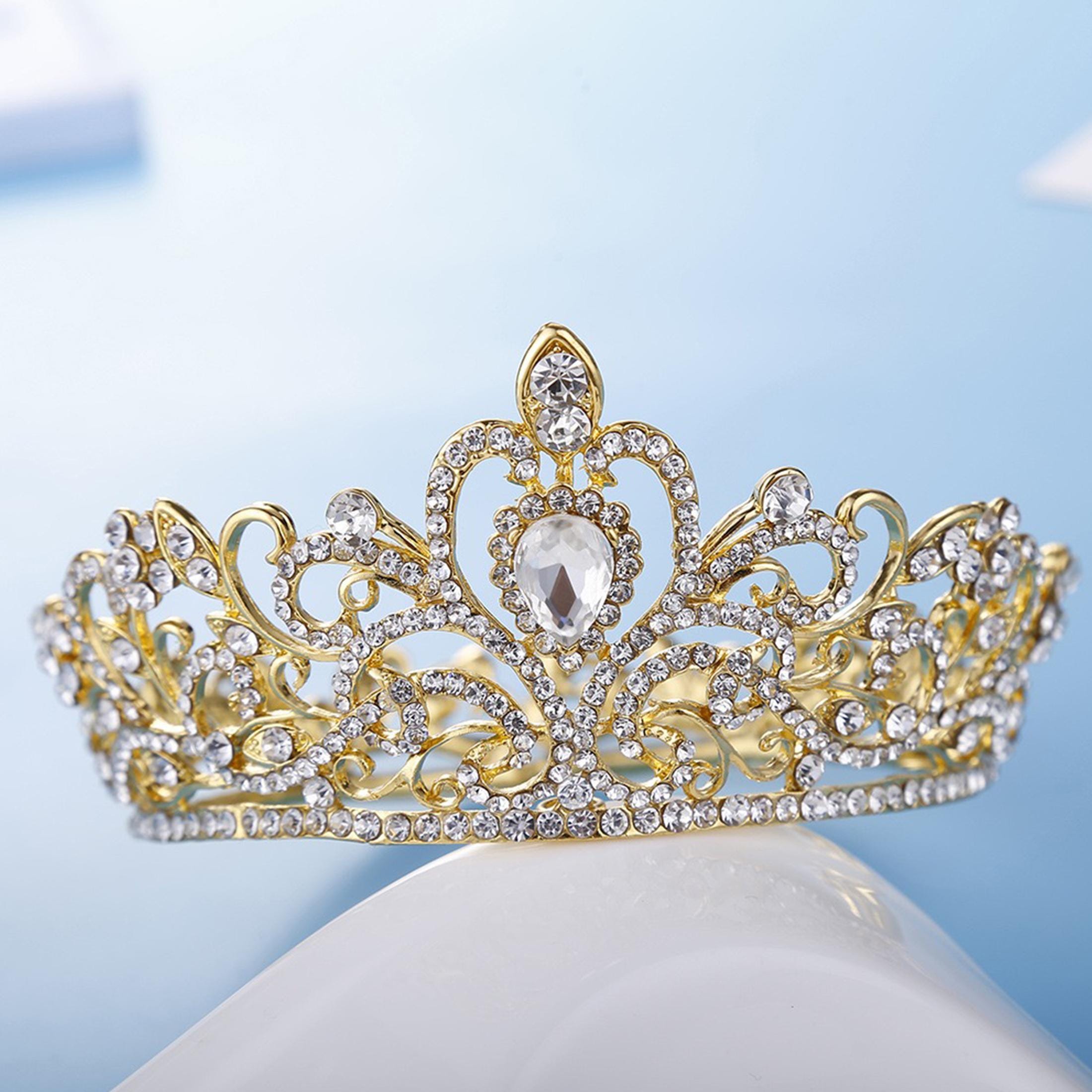 1 Paquete De Pequeñas Coronas De Princesa De Cristal Para Niñas, Vintage De Oro Y Plata Con ...