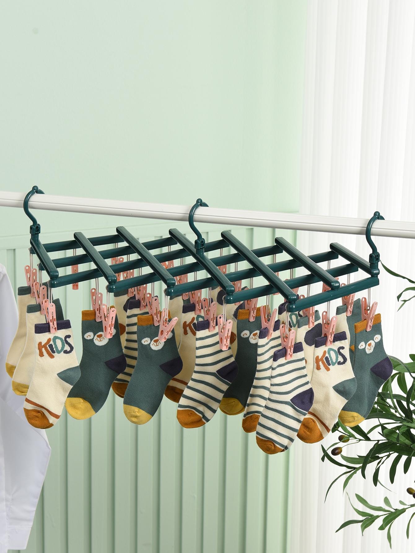 Collapsible Clothes Drying Rack With 29 Clips, Rotatable, For Drying ...