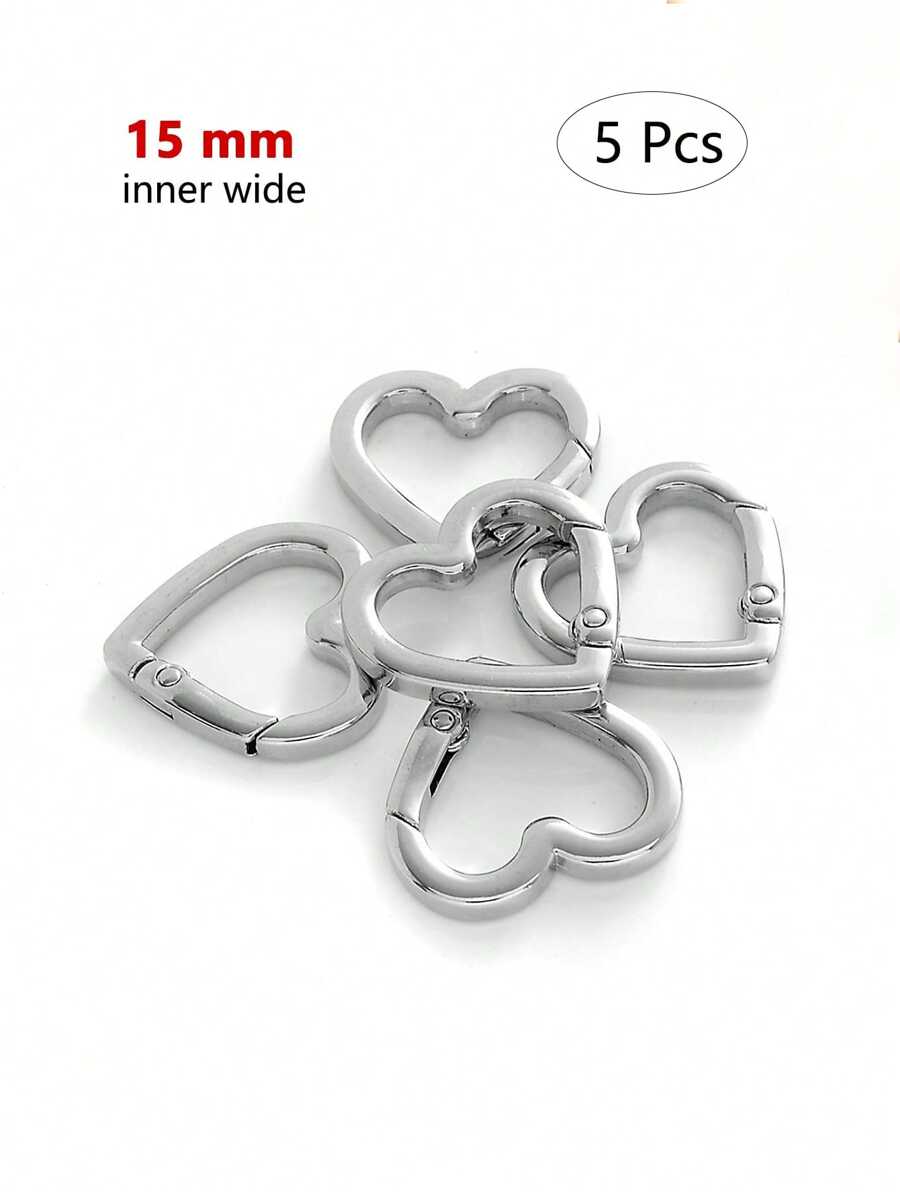 5pcs Heart Shape Metal Ring Clasp Spring Open Rings Lobster Clasp DIY Carabiner Keychain Bag ...