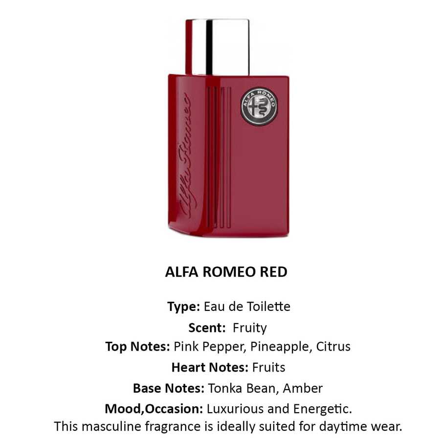ALFA ROMEO RED 4.2 OZ EDT Perfume for Men Fruity Sweet Amber Citrus ...