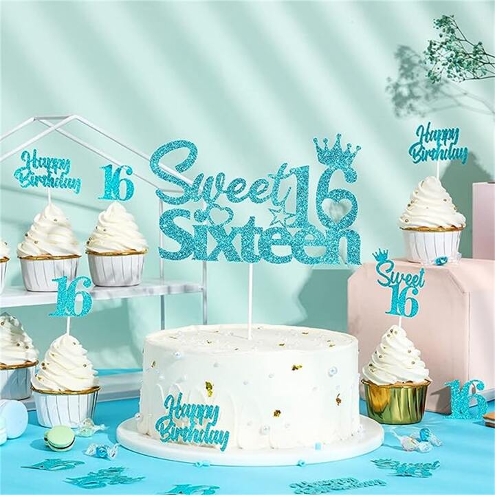 Blue Sweet Sixteen Cupcakes