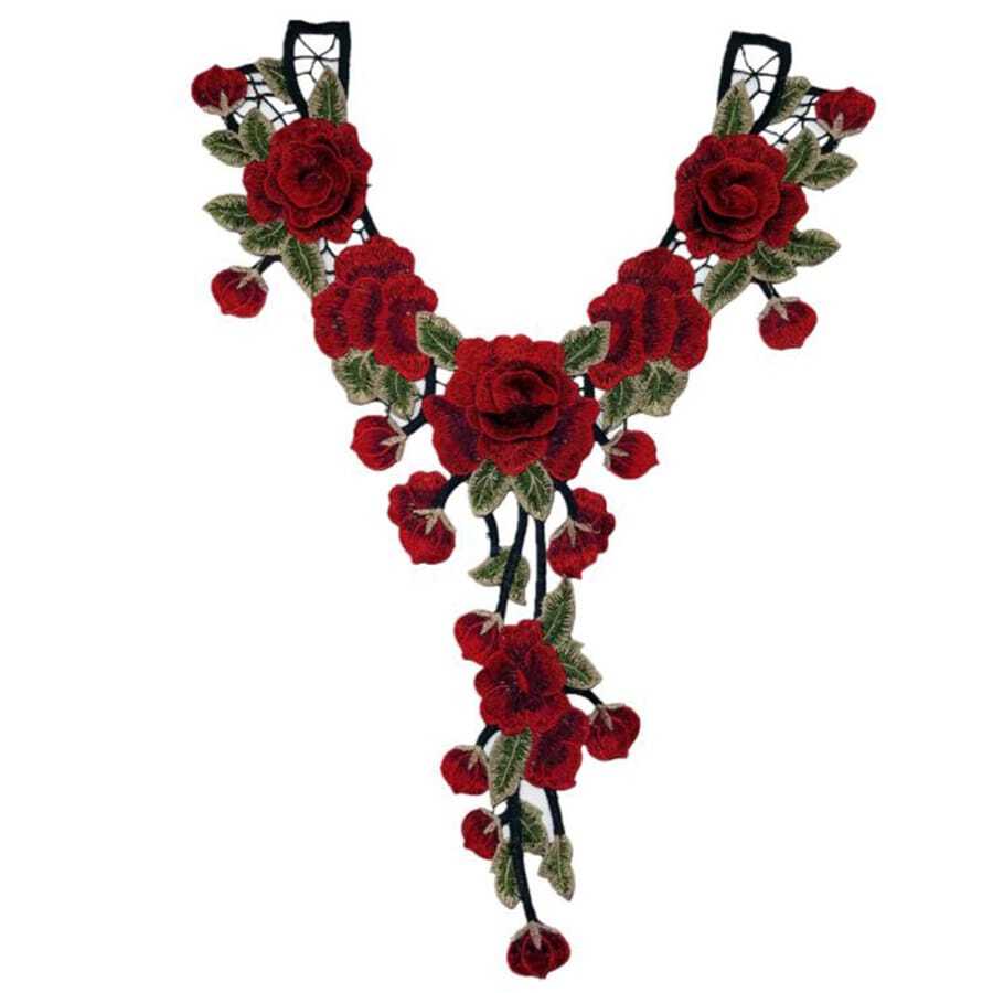 1pc Red Lace Flower Shape Embroidered Patch For Clothes Decoration ...