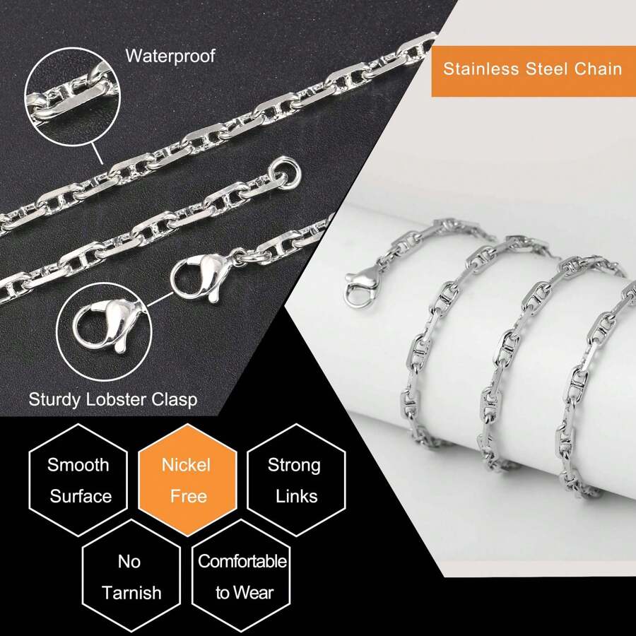 Father's Day Gifts For Men Layered Chains Stainless Steel Two Mariner ...