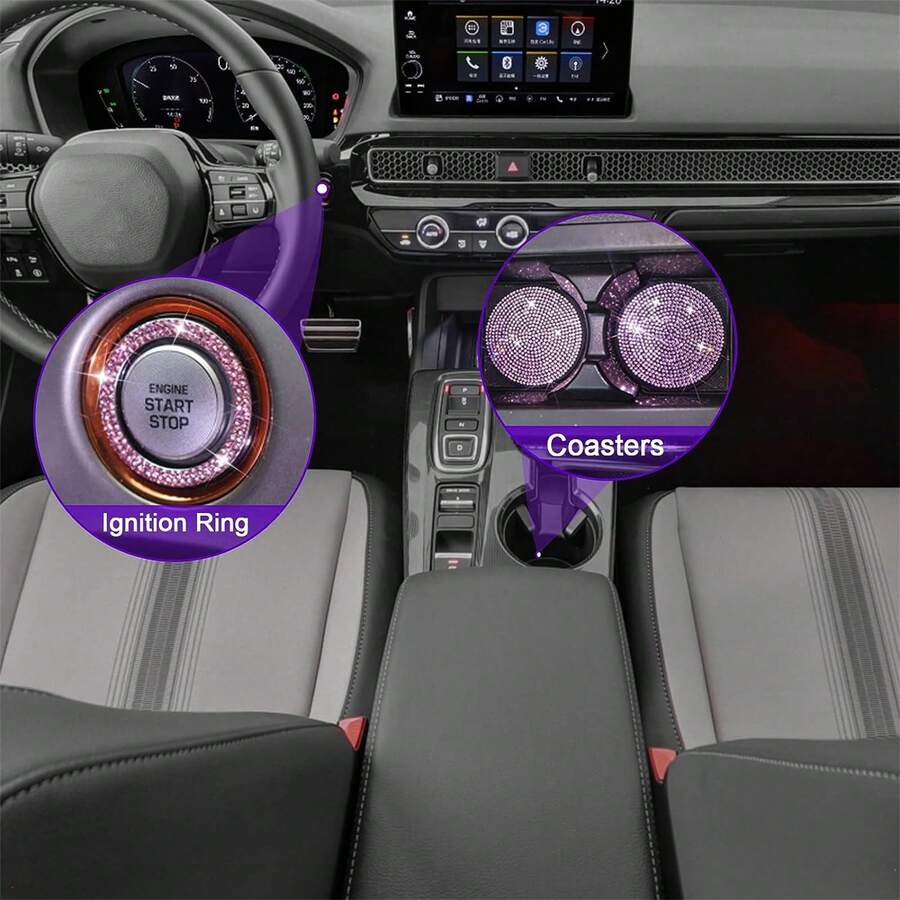 Cute Pink Sparkling Glass License Plate Frame With 2 Stainless Steel ...