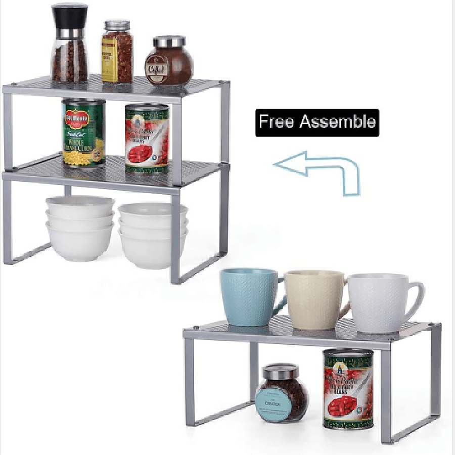 2pcs/set Adjustable Silver Countertop Storage Rack, Kitchen Organizer ...