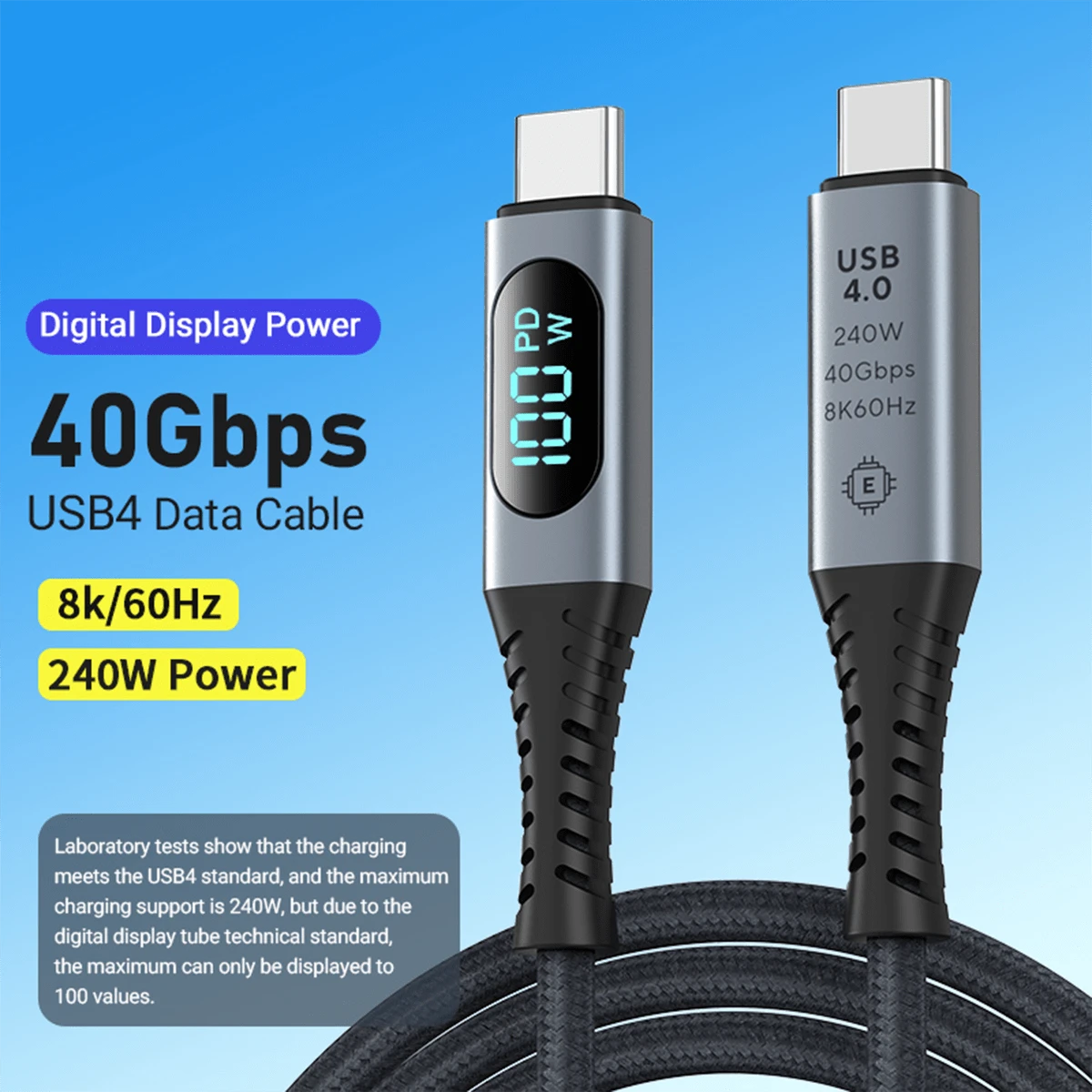 USB 4 Cable 3.3 ft, Supports 8K HD Display, 40 Gbps Data Transfer, 240W Charging USB C to Type-C ...