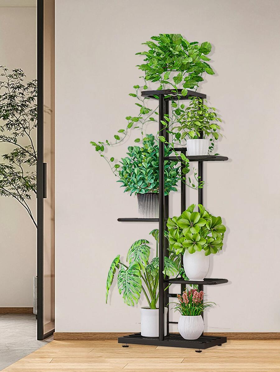 5 Layer Wrought Iron Flower Rack - 6 Pot Balcony Rack - Simple Assembly ...