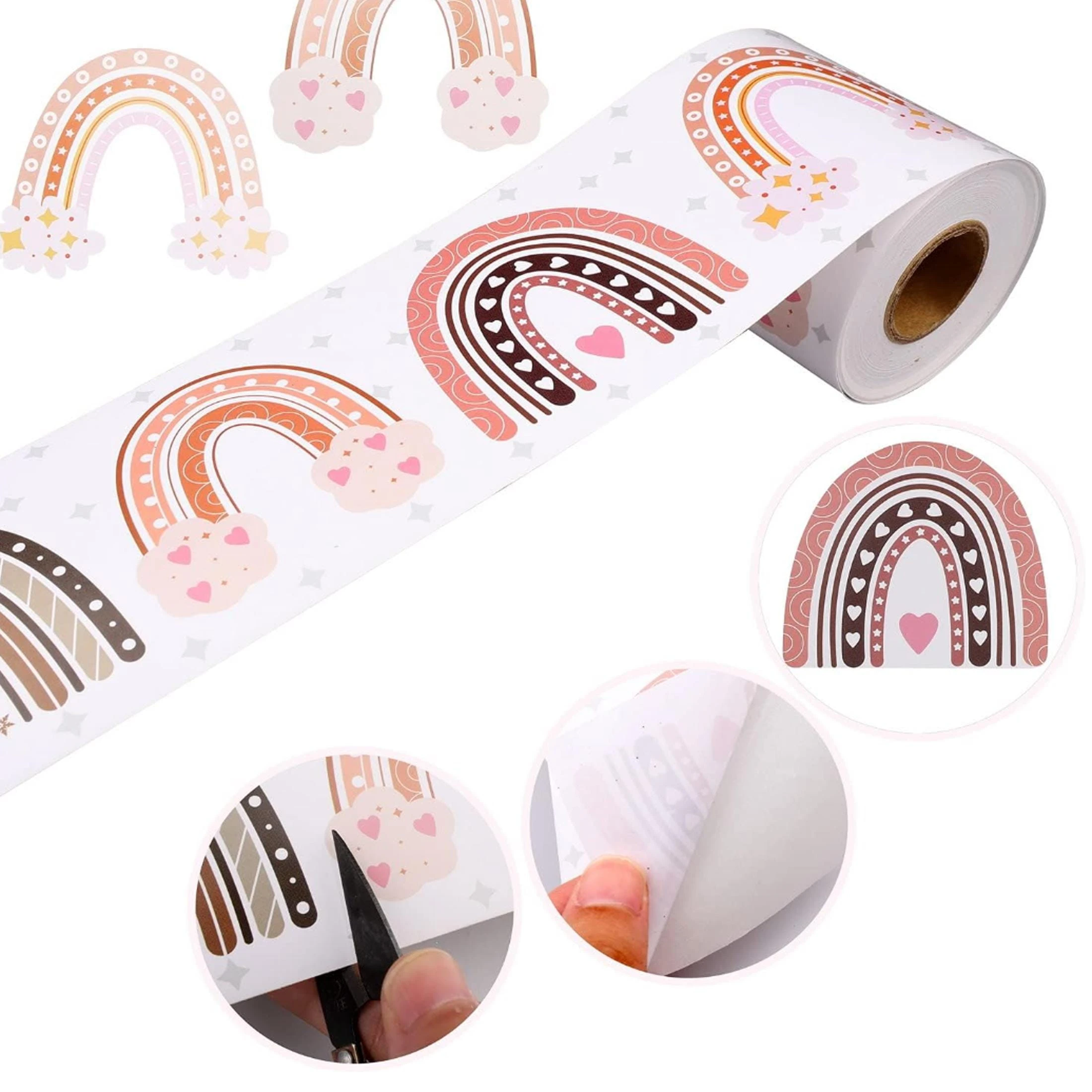 65ft Bulletin Board Borders, Boho Rainbow Classroom Board Trim Rainbow ...