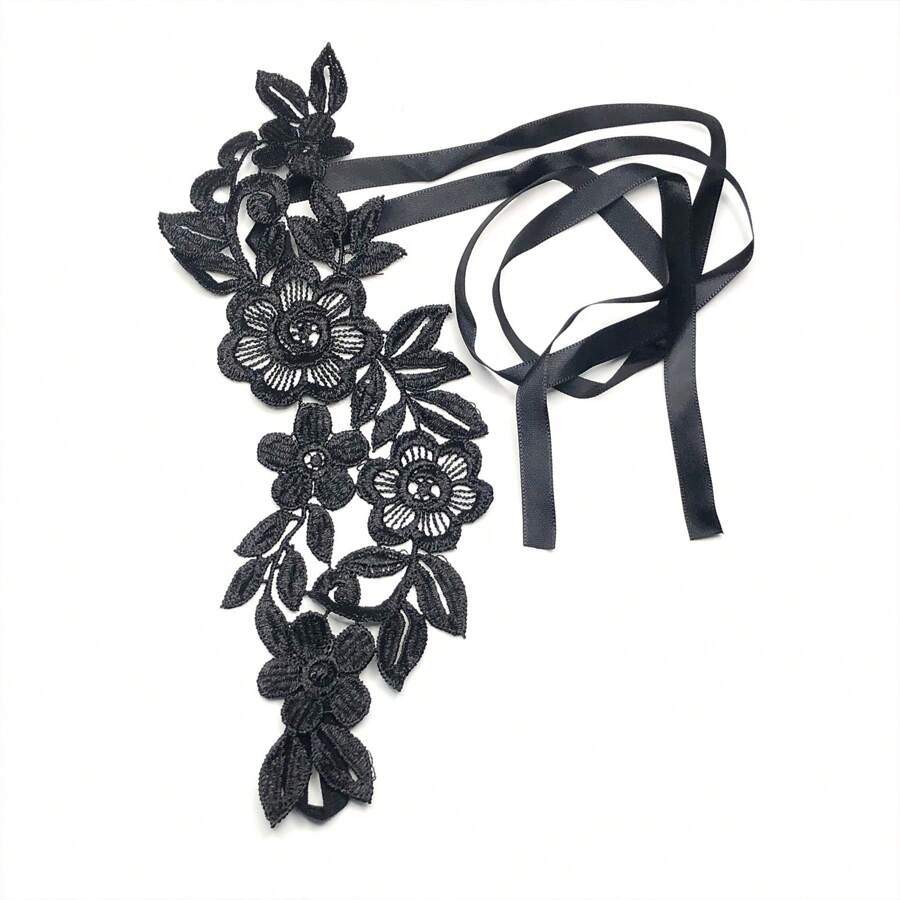 1Pair Sexy Lace Embroidery Anklet with Toe Ring Floral Bridal Barefoot ...