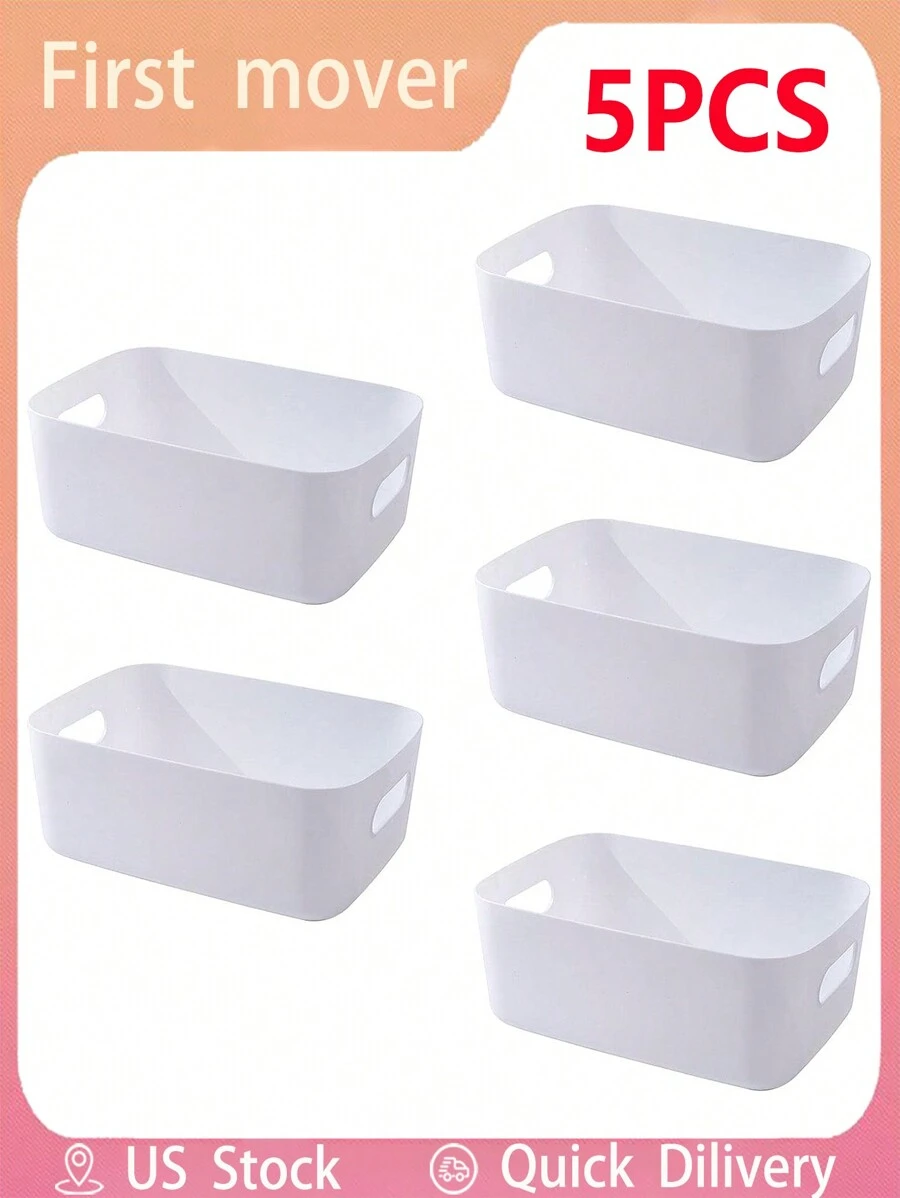 5PCS Plastic Studio Storage Baskets Office Home & Kitchen Tidy ...