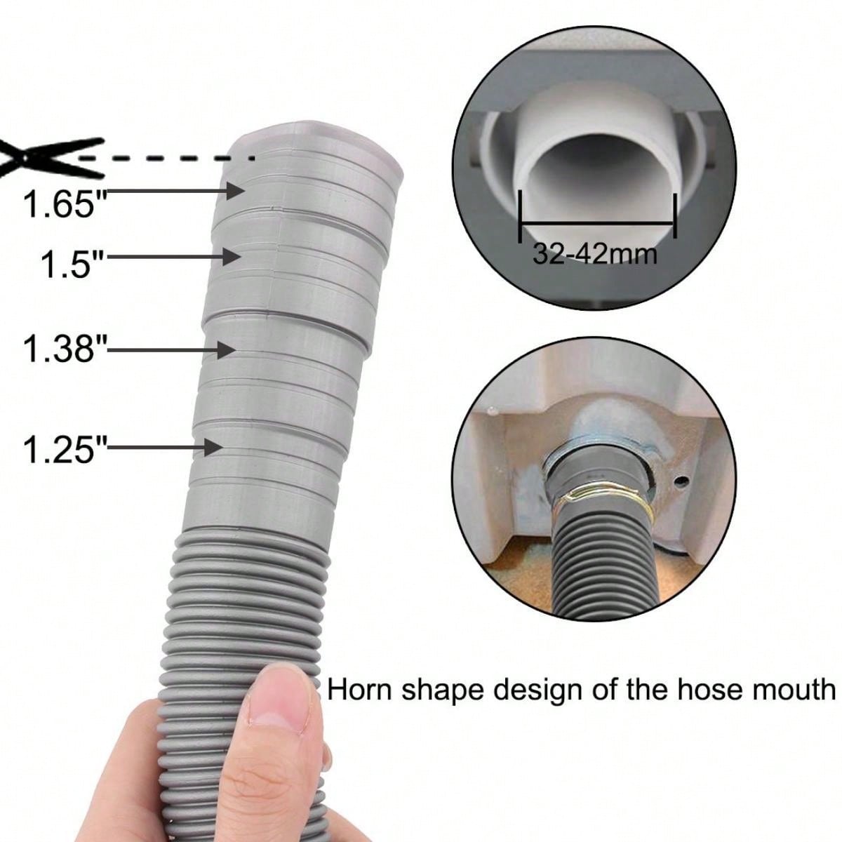 Universal Washing Machine Gray Drain Hose Kit, Flexible Corrugated ...