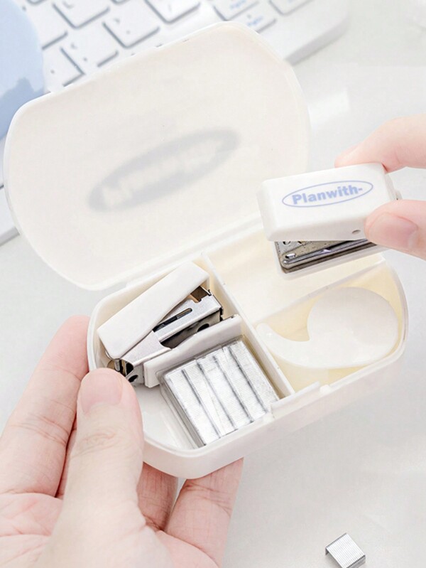 1 PC Binding Tool Mini Stapler Staple Punch Hole Tape Machine Set Ins ...