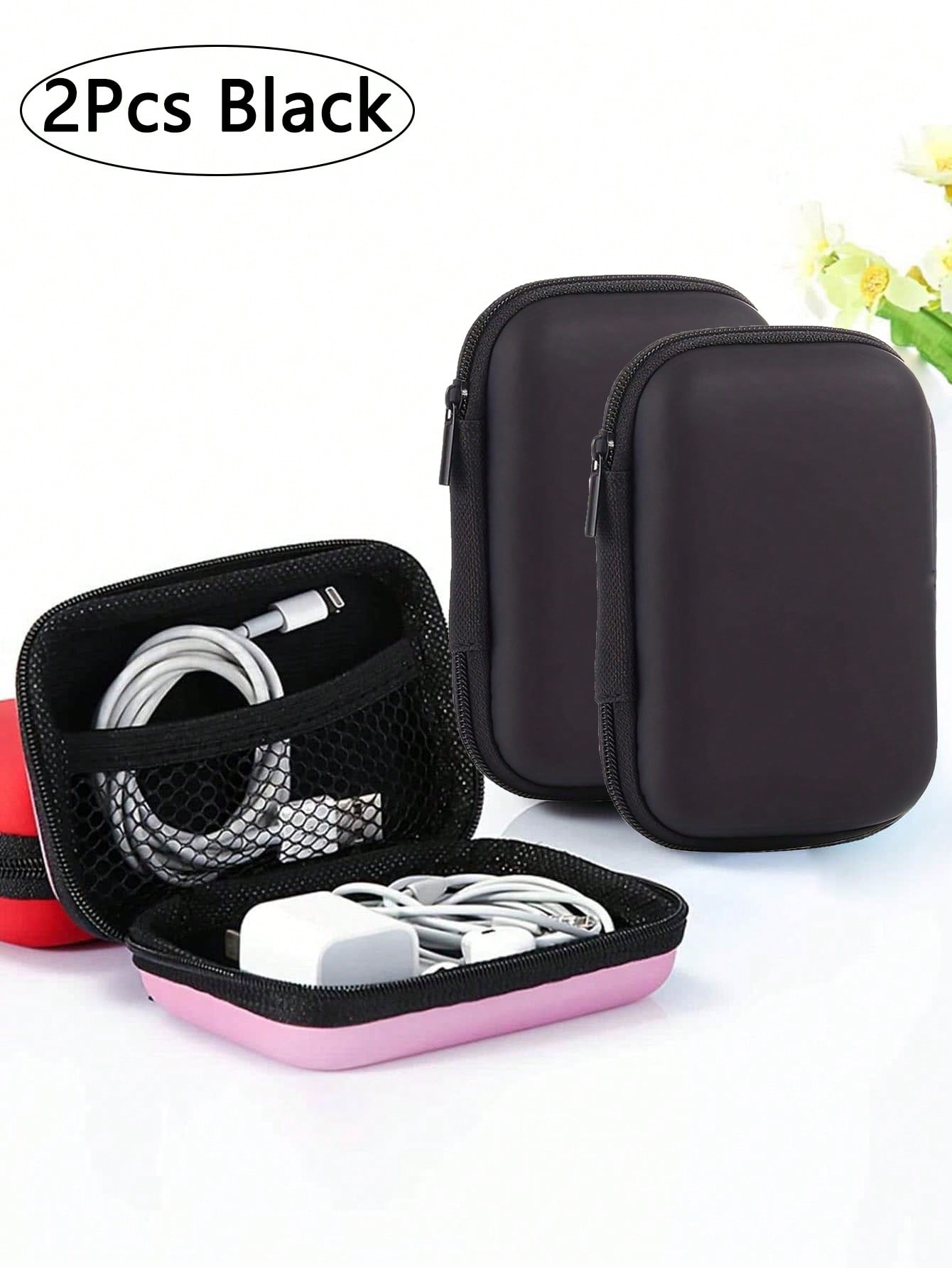 2Pcs Portable Mini Storage Bag, Mobile Phone Charger Data Cable ...