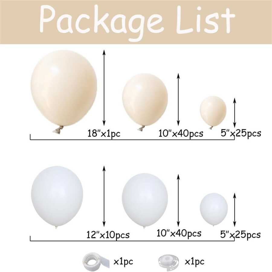 White Sand Balloon Garland Arch Kit 143PCS Neutral Sand White Latex ...