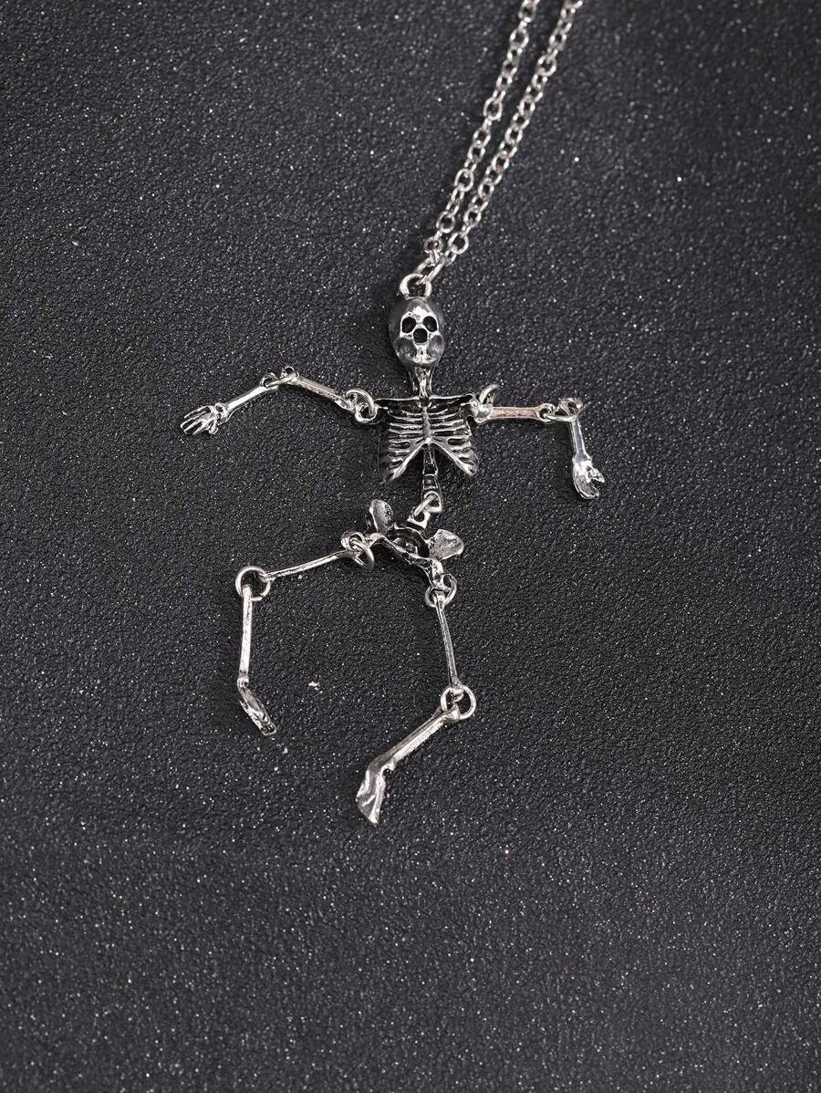 1pc Fashionable Vintage Alloy Skull Frame Halloween Silver Skeleton ...