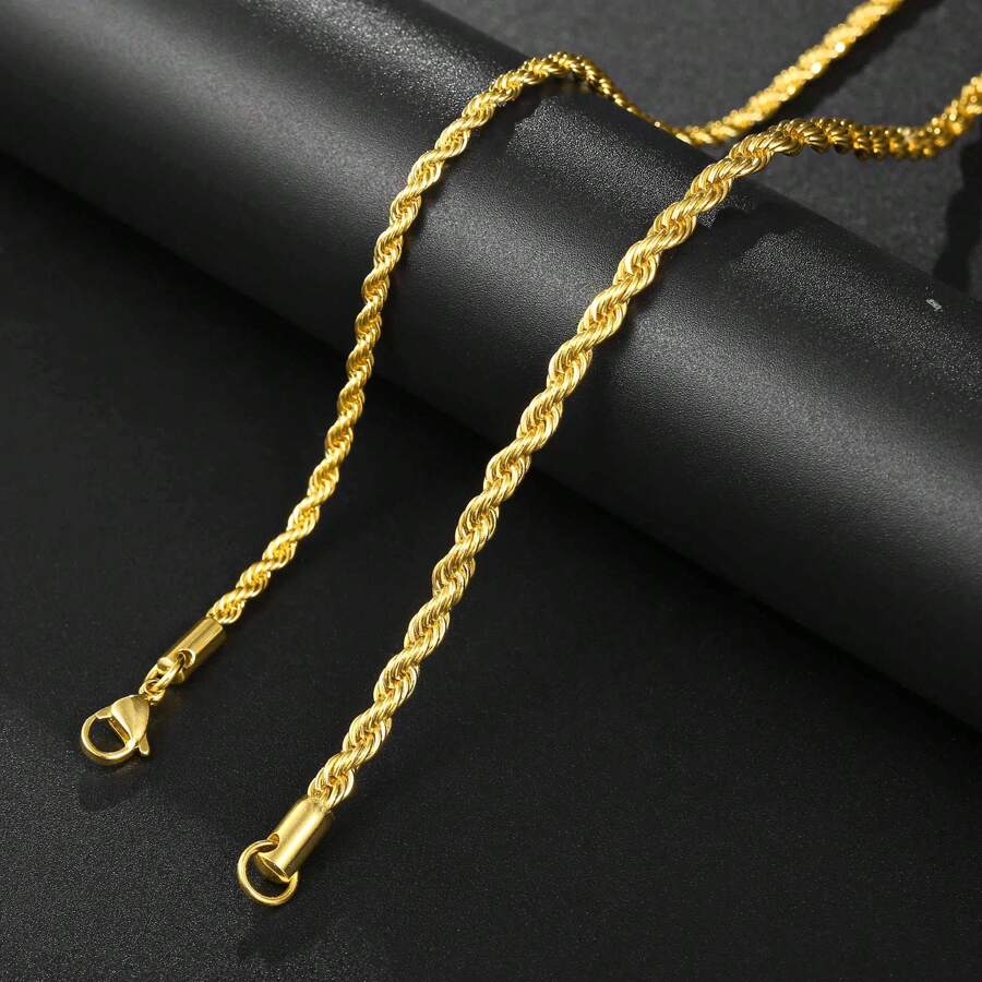 Layered Chains Gifts For Men Stainless Two Twist Chain Necklace For Men ...