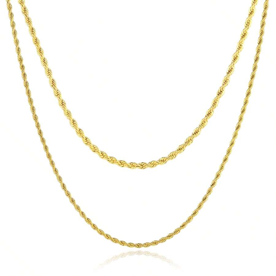 Layered Chains Gifts For Men Stainless Two Twist Chain Necklace For Men ...