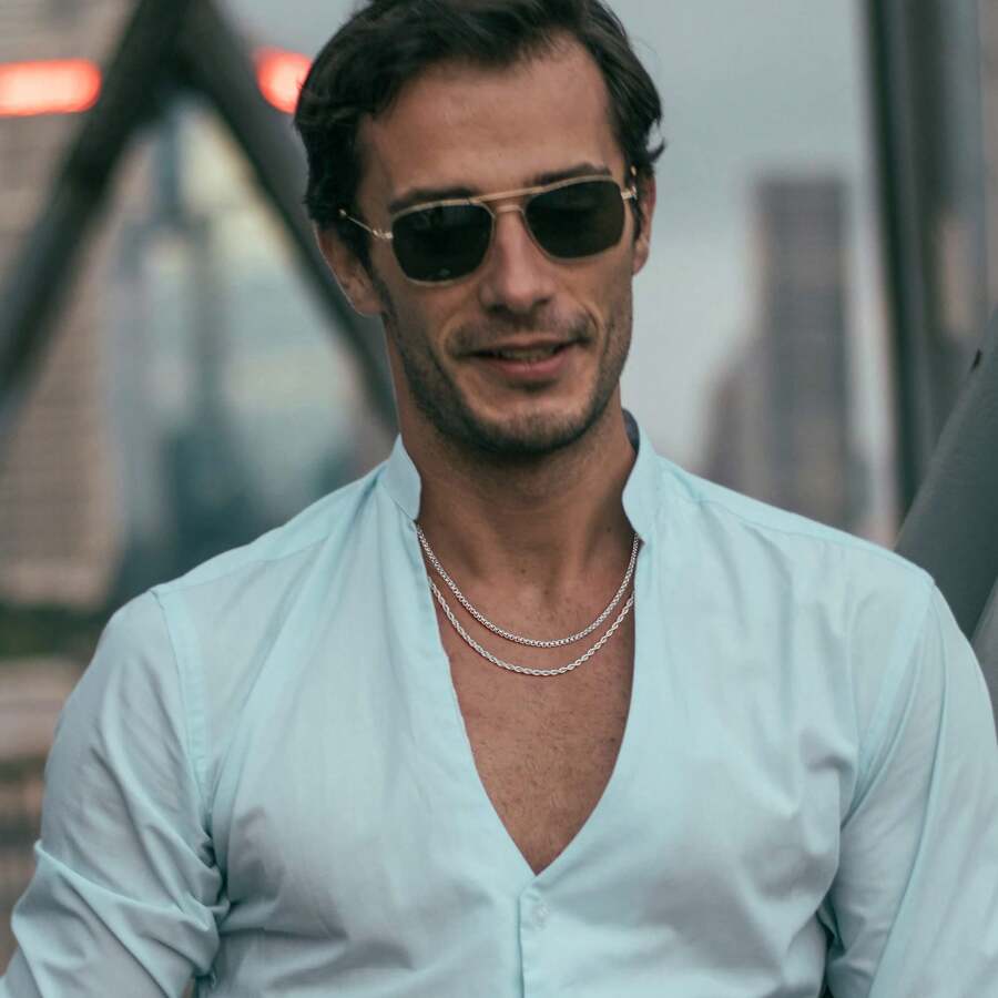 Father's Day Gifts For Men Layered Chains Stainless Steel Square Rolo ...