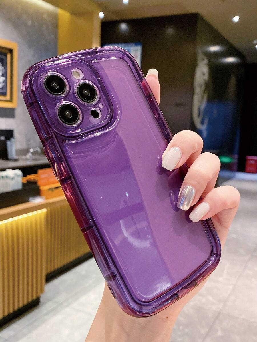 1pc Anti-fall Soap Shape Airbag Clear Purple Phone Case With Eye ...