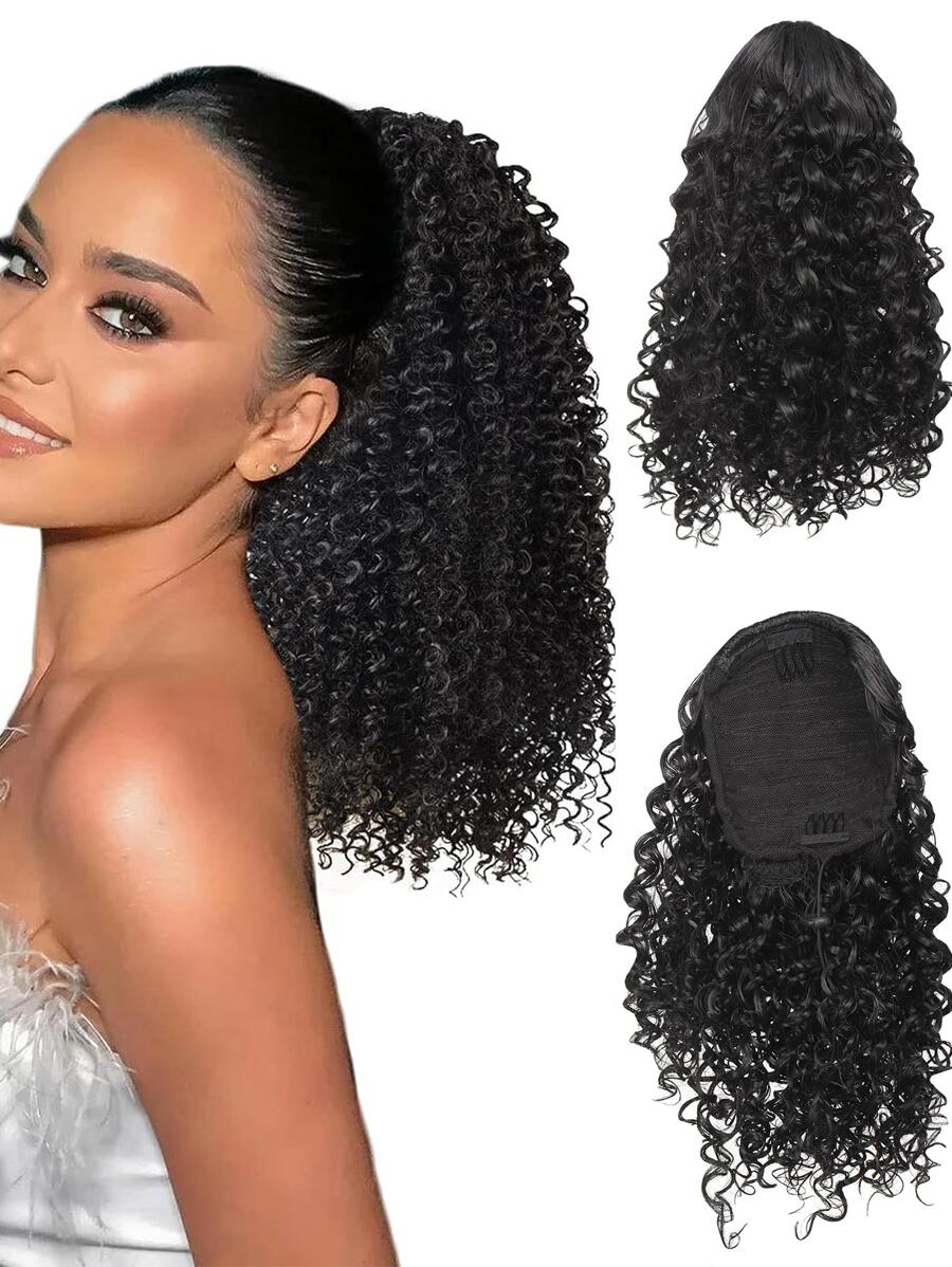 Drawstring Ponytail Extensions - Kinky Curly 12 Inch Thick Ponytail ...