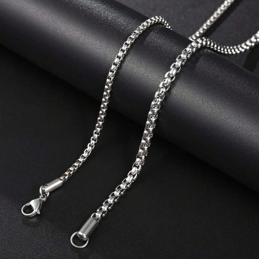 Layered Chains Gifts For Men Stainless Steel Two Square Rolo Chain ...