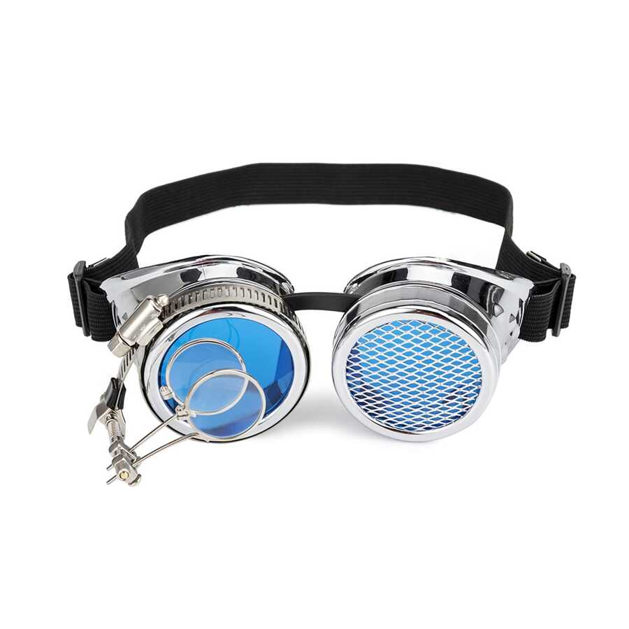 Steampunk Goggles With Colored Lenses & Ocular Loupe For Rave Party ...