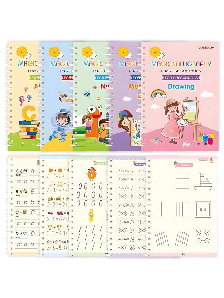 5 Copies Magic Practice Copybook Reusable Writing Calligraphy Practice ...