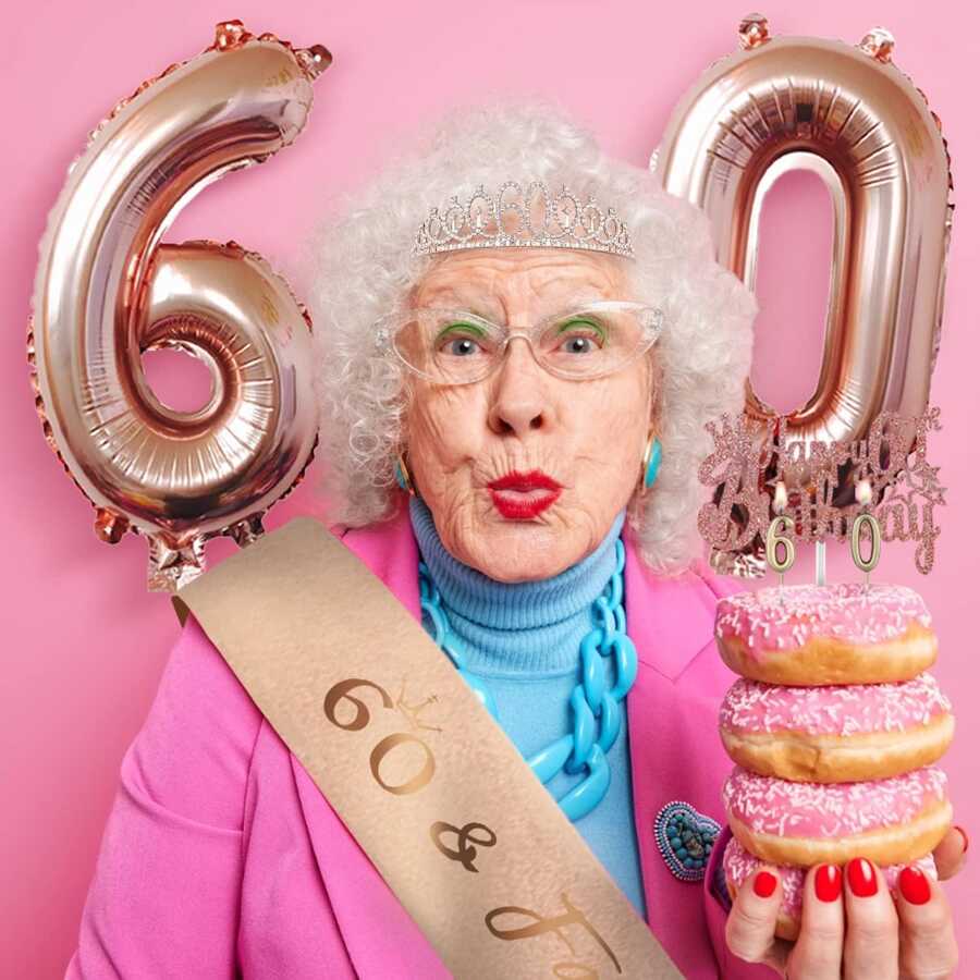 60th Rose Gold Birthday Decorations Women, 60th Birthday Sash, 60th ...
