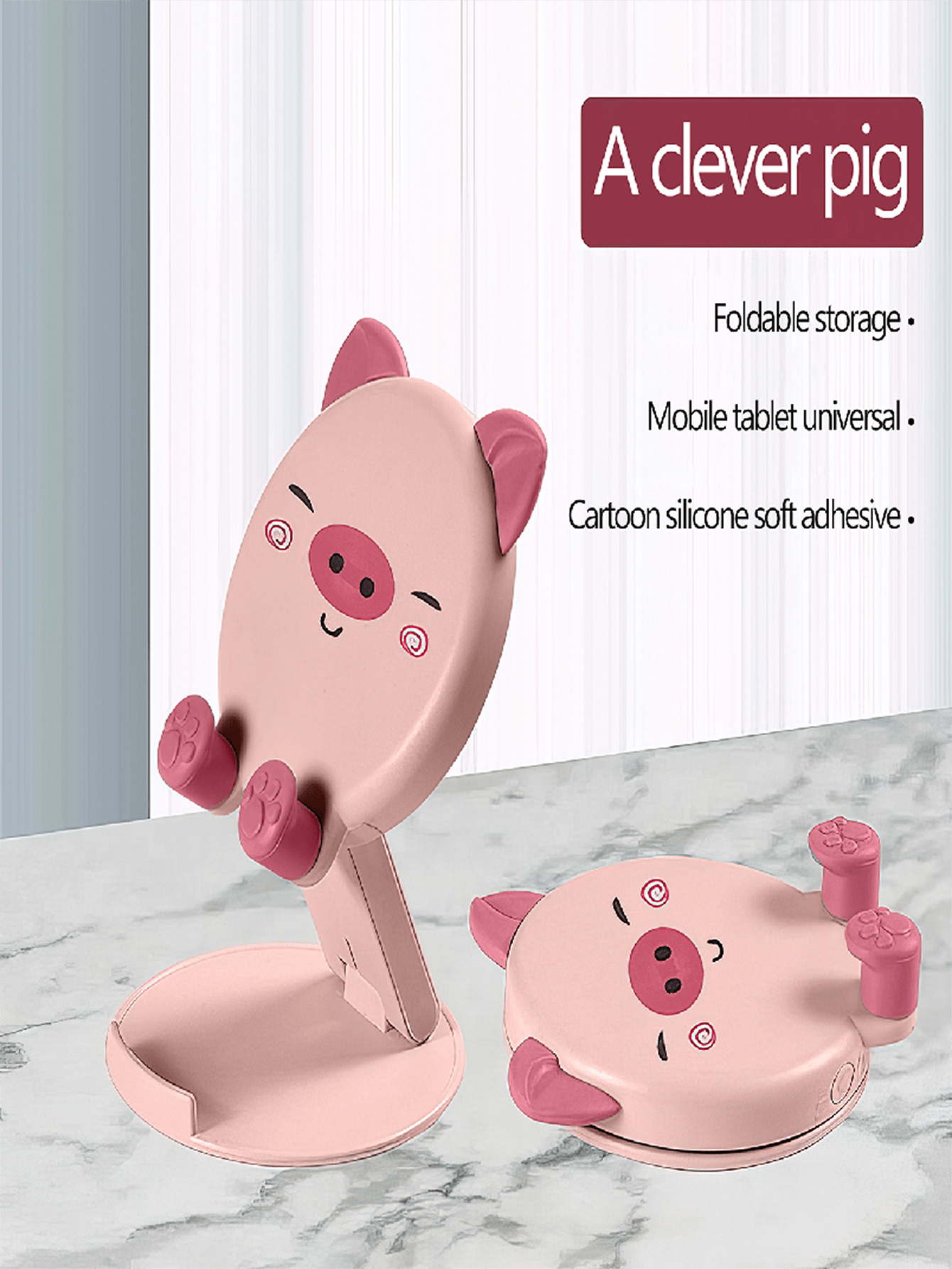 Cute Cartoon Pig Style Desktop Phone Holder, Foldable Portable Stand ...