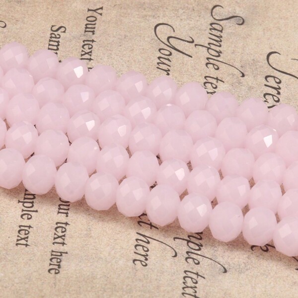 1strand Light Pink Faceted Flat Faux Crystal Beads for Jewelry Making ...